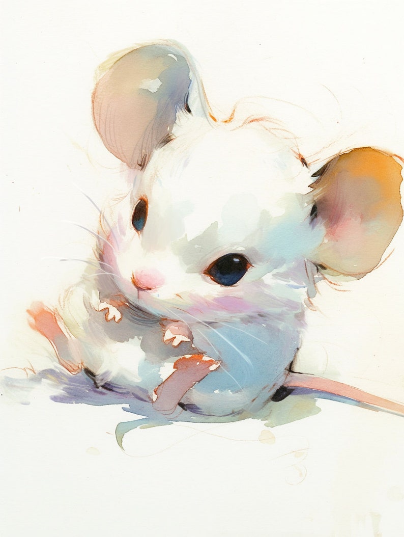 Watercolor Cute Mouse Clipart Set of 10 High-quality Jpgs Digital ...
