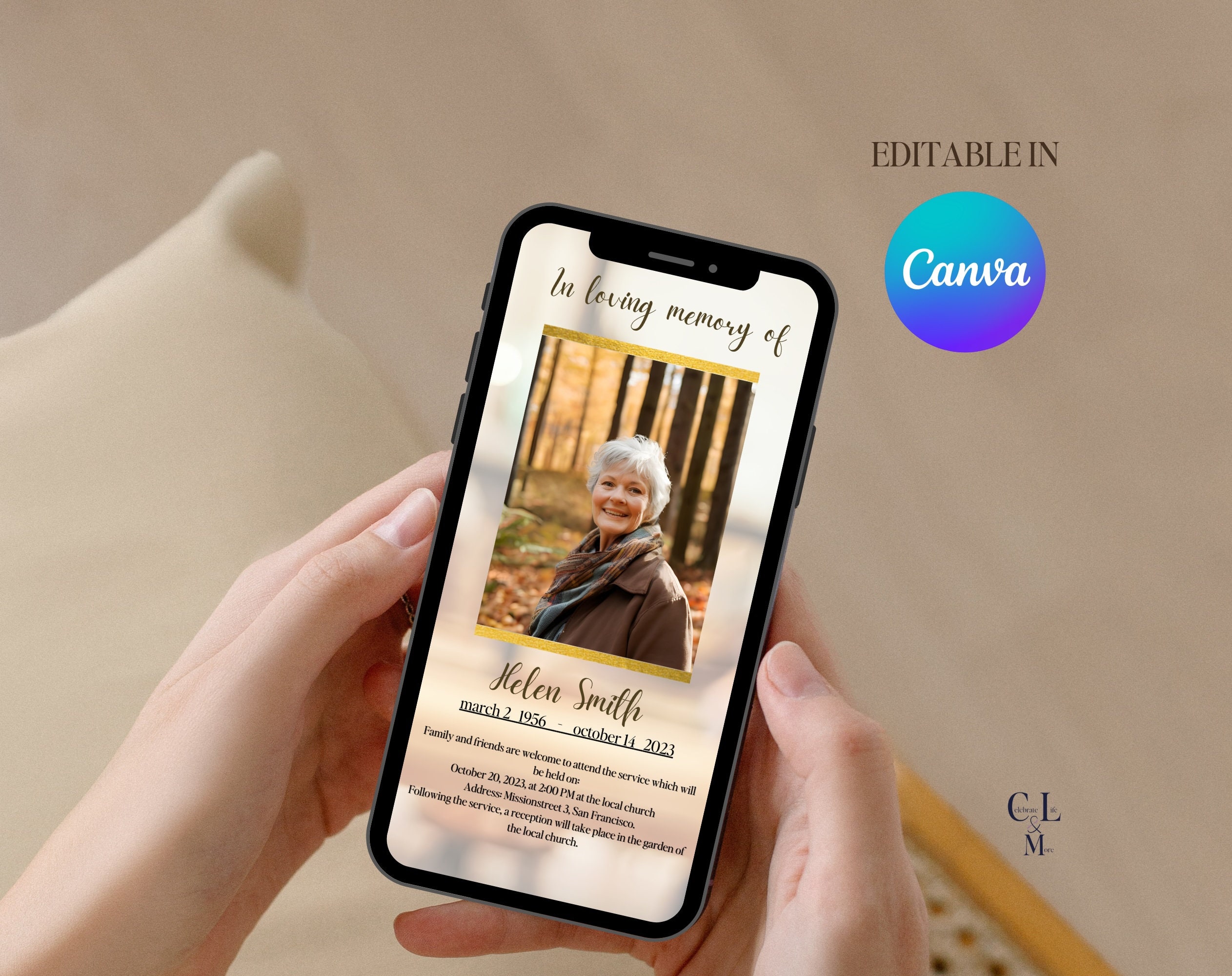 Funeral Invitation, Digital Invite, Funeral Template, Celebration of ...