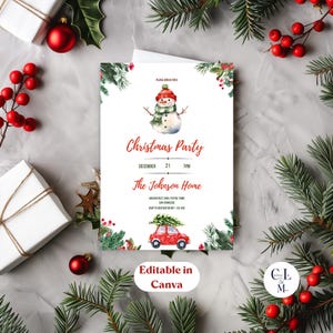 Christmas Party Invitation, Snowman Theme, Holiday Invitation ...