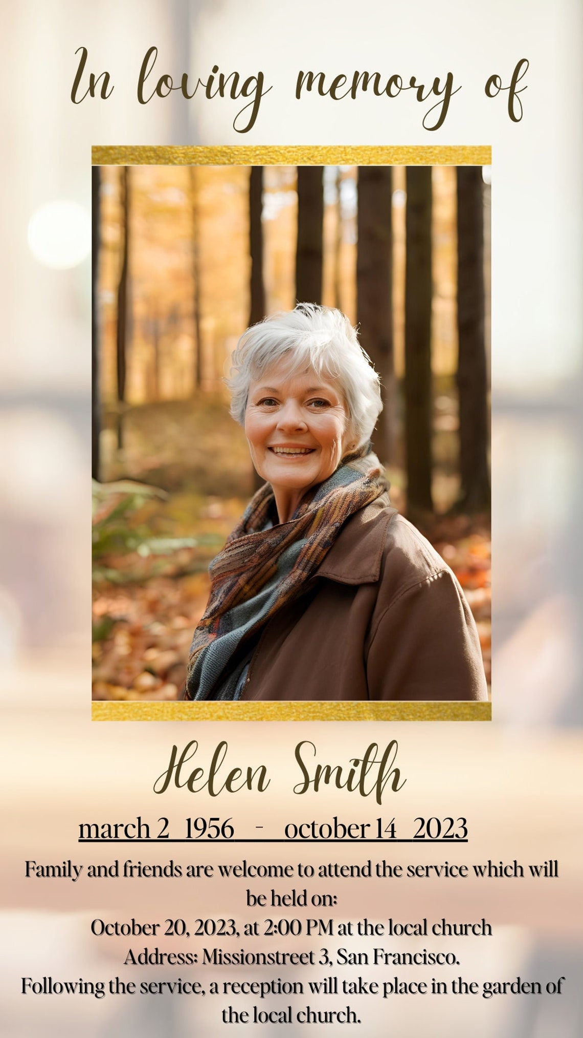 Funeral Invitation, Digital Invite, Funeral Template, Celebration of ...