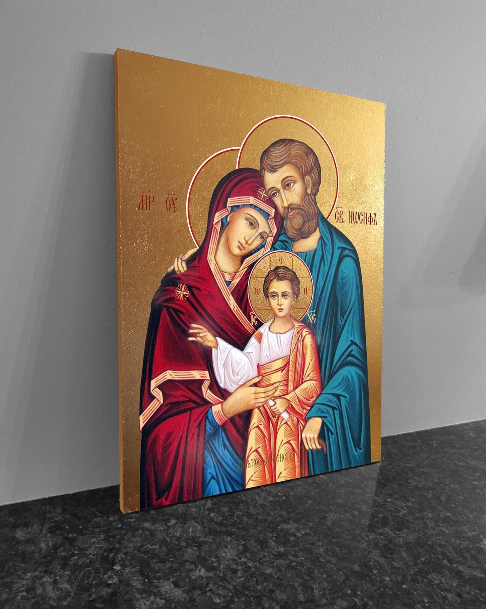 Icon Holy Family - Byzantine Icon, Gold Leaf - Handmade Religious Art ...
