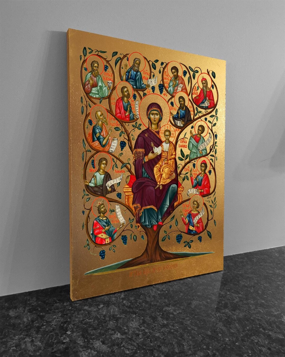 Icon the Tree of Jesse - Byzantine Icon, Gold Leaf - Handmade Religious ...