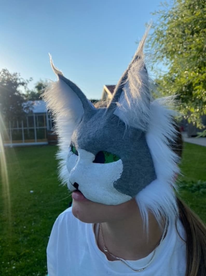 Therian Mask, Grey Cat Mask for Cosplay or Quadrobics - Etsy