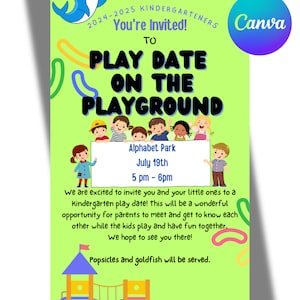 Editable Canva PTO Play Date Playground Invitation for Kinder ...