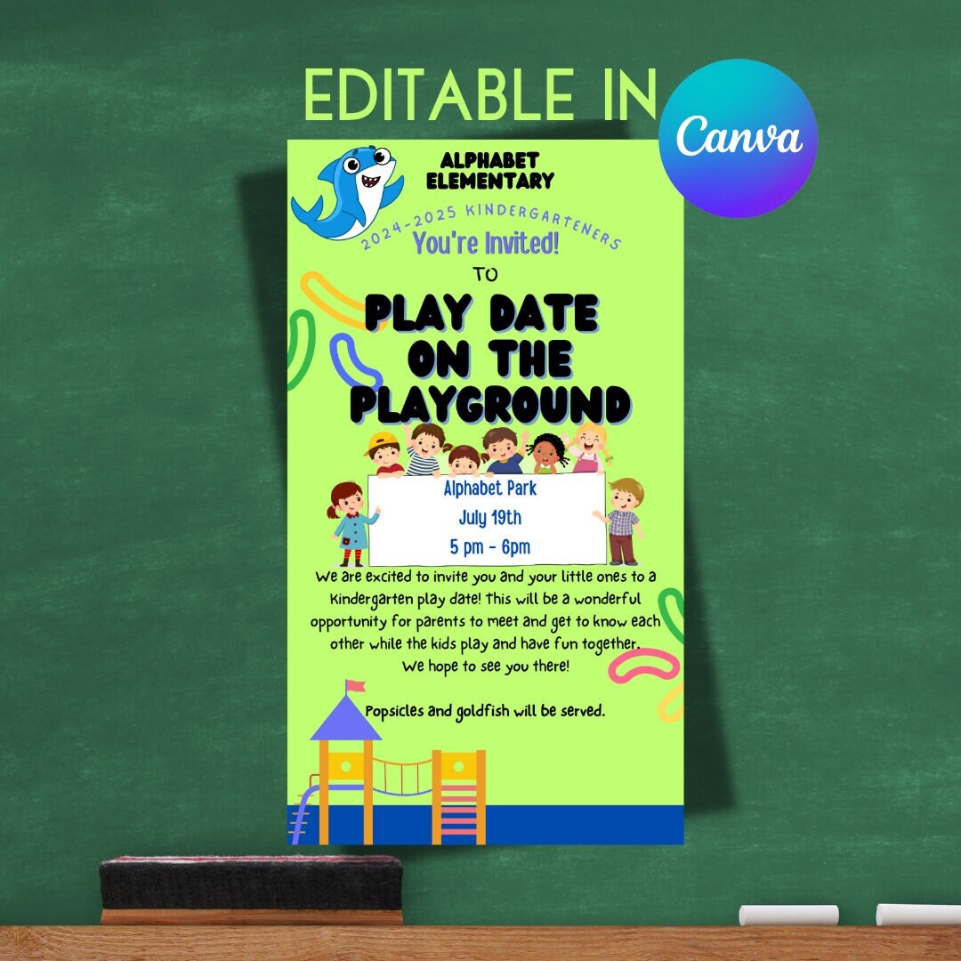 Editable Canva PTO Play Date Playground Invitation for Kinder ...