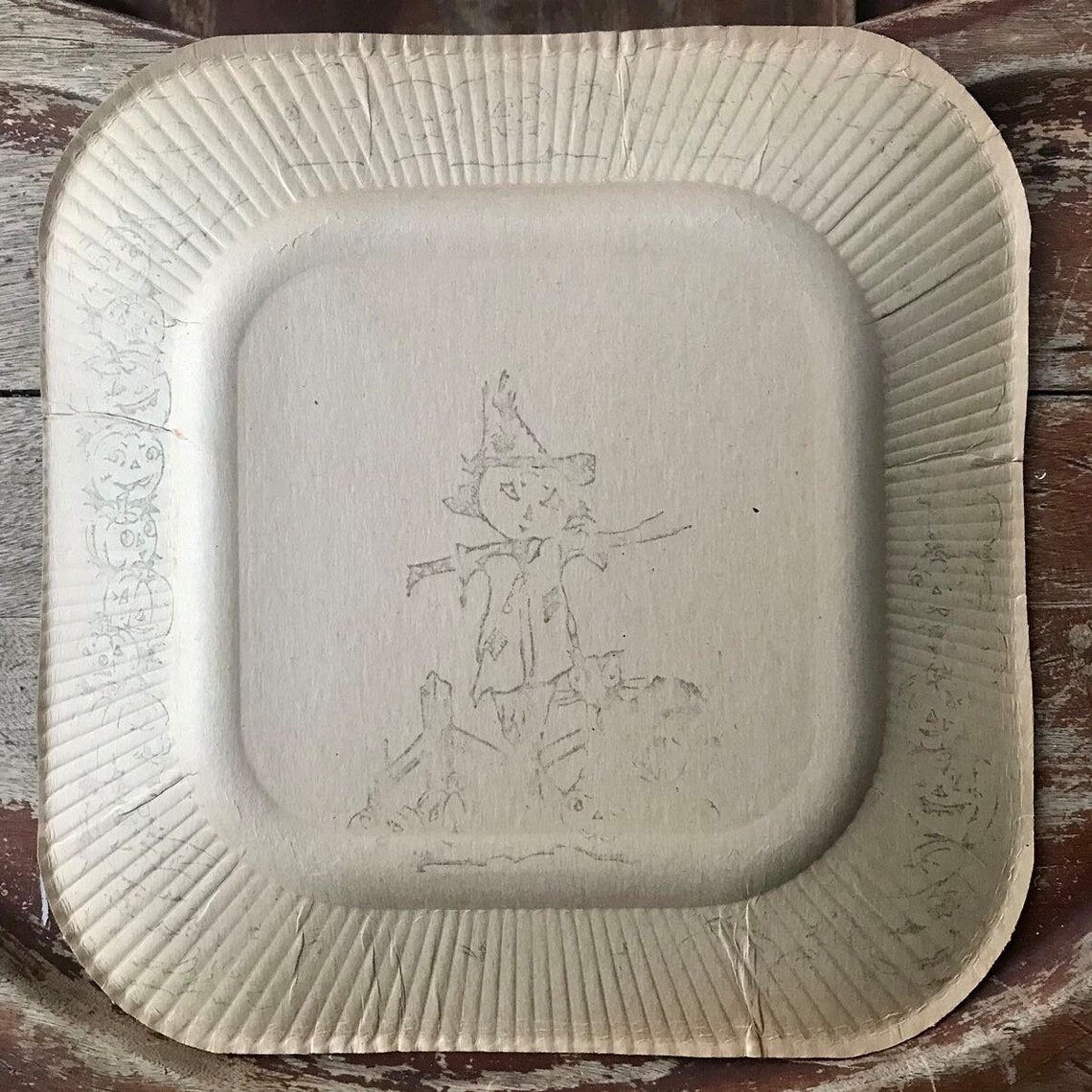 Large Vintage Halloween Square Paper Plate. Anthropomorphic - Etsy