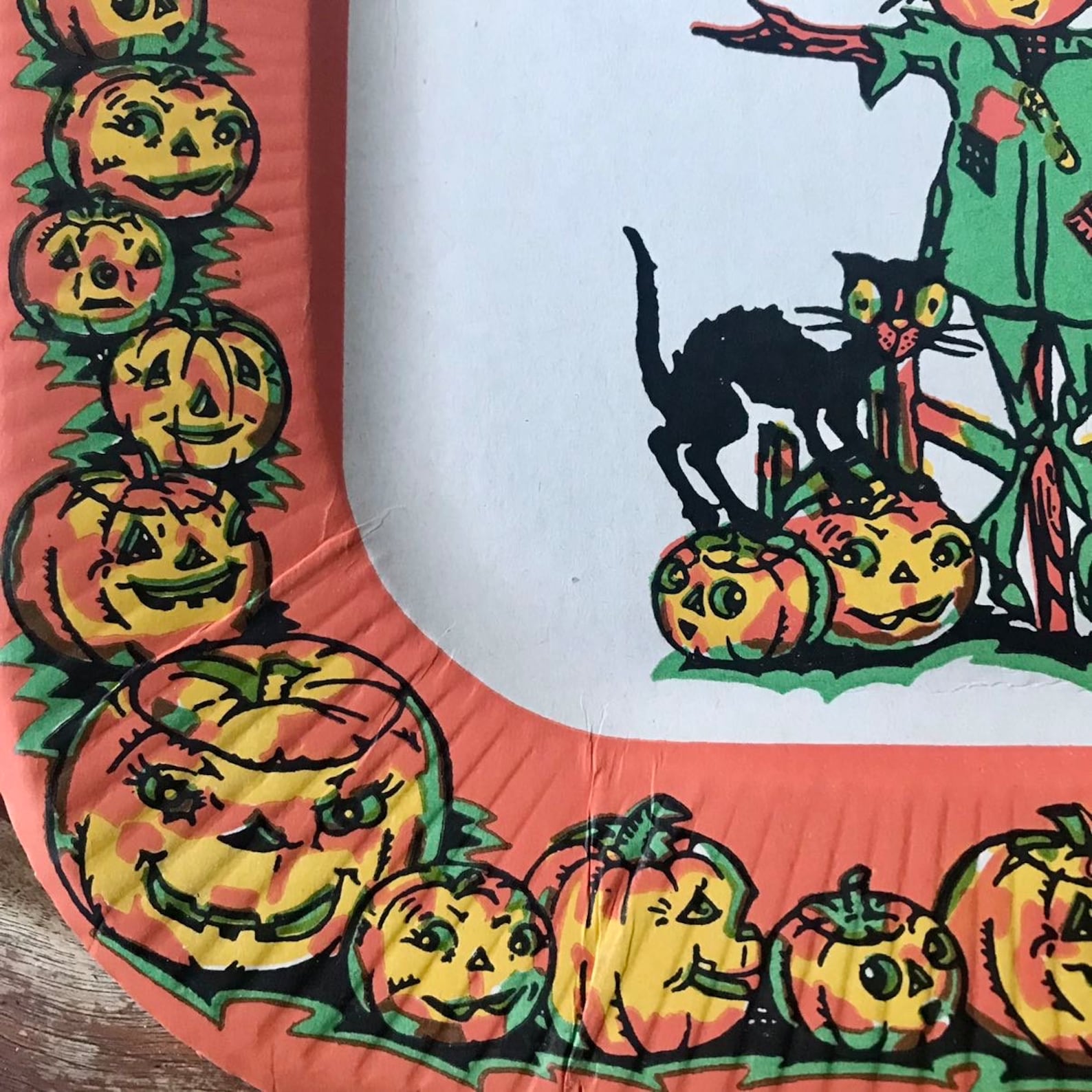 Large Vintage Halloween Square Paper Plate. Anthropomorphic - Etsy