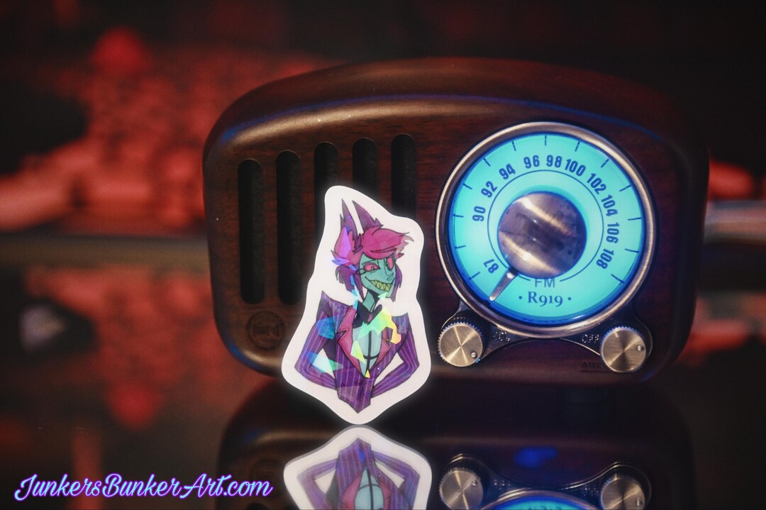 Neon Alastor Holographic Sticker Hazbin Hotel - Etsy