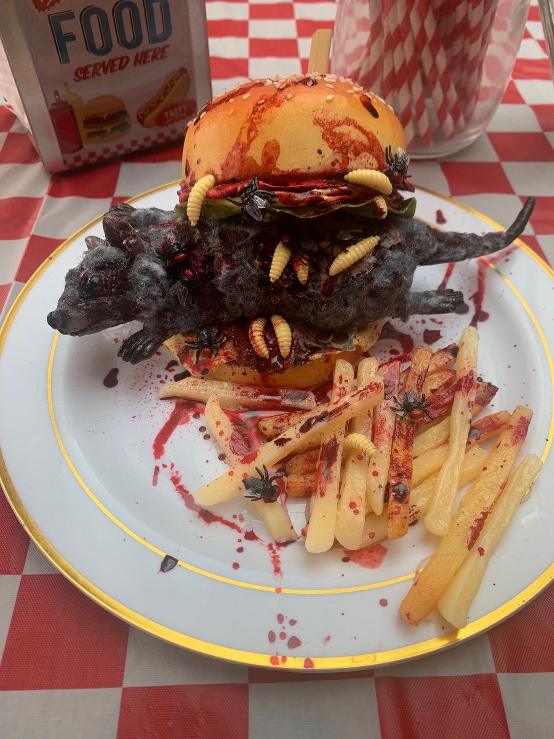 Horror Food Prop Fake Rat Burger. - Etsy