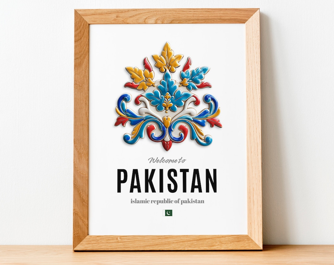 Pakistan Porcelain Heraldic Mughal Wall Decor Print Poster, Bnb Wall ...