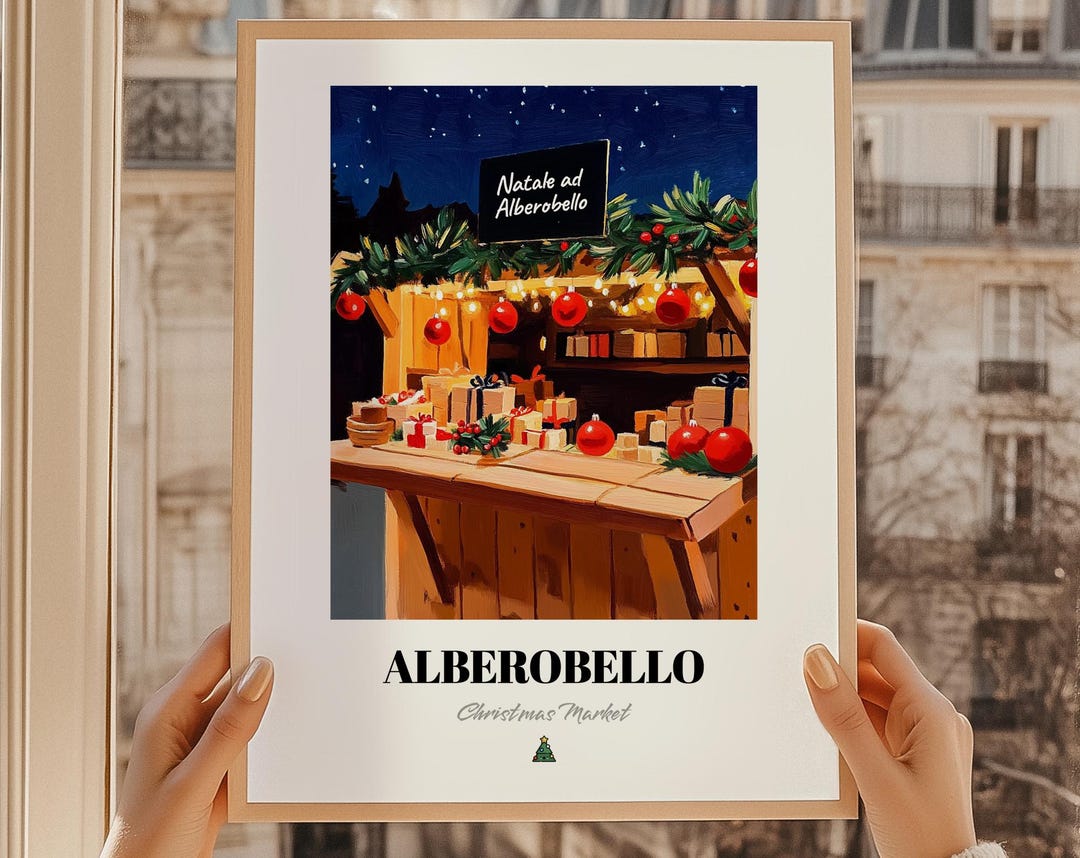 Alberobello Italy Christmas Market Art Print, Holiday Wall Decor - Etsy