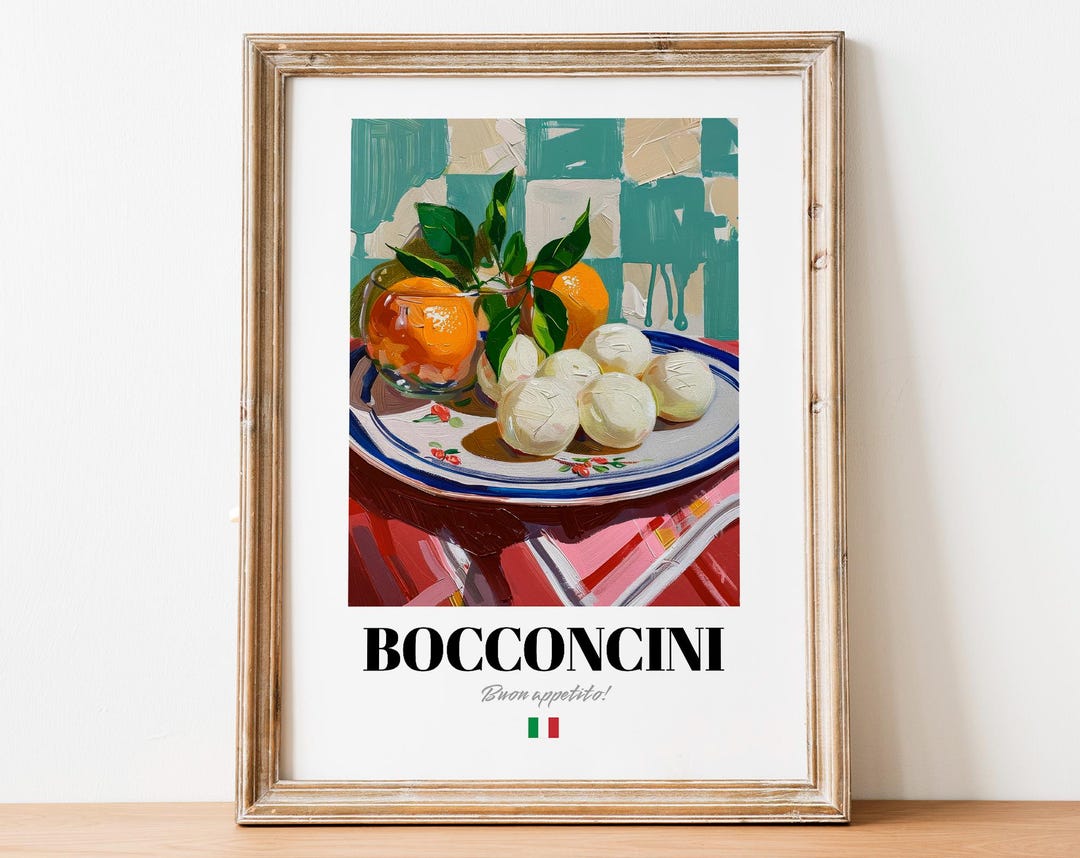 Italian Bocconcini Poster: Fresh Cheese Art for Bistro and Café Spaces ...