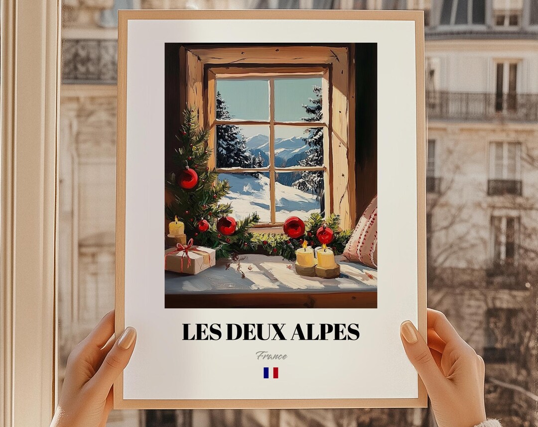 Les Deux Alpes Christmas Print, Ski Resort Wall Art - Etsy