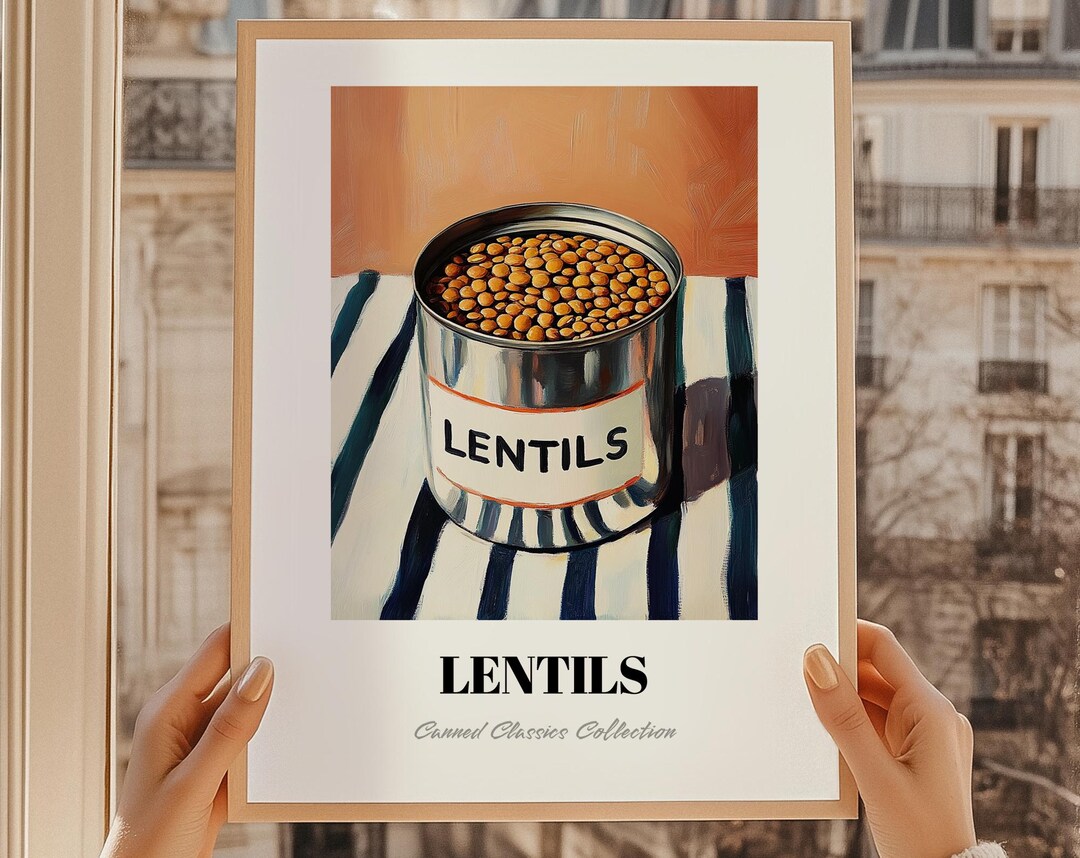 Lentils, Canned Vegetables, Pantry Wall Decor, Lentils Print, Cooking ...