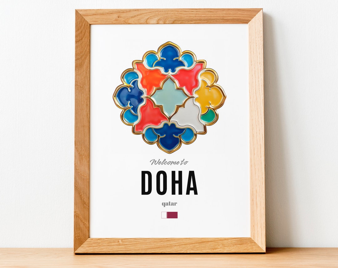 Doha, Qatar Porcelain Heraldic Persian and Damascus Wall Decor Print ...