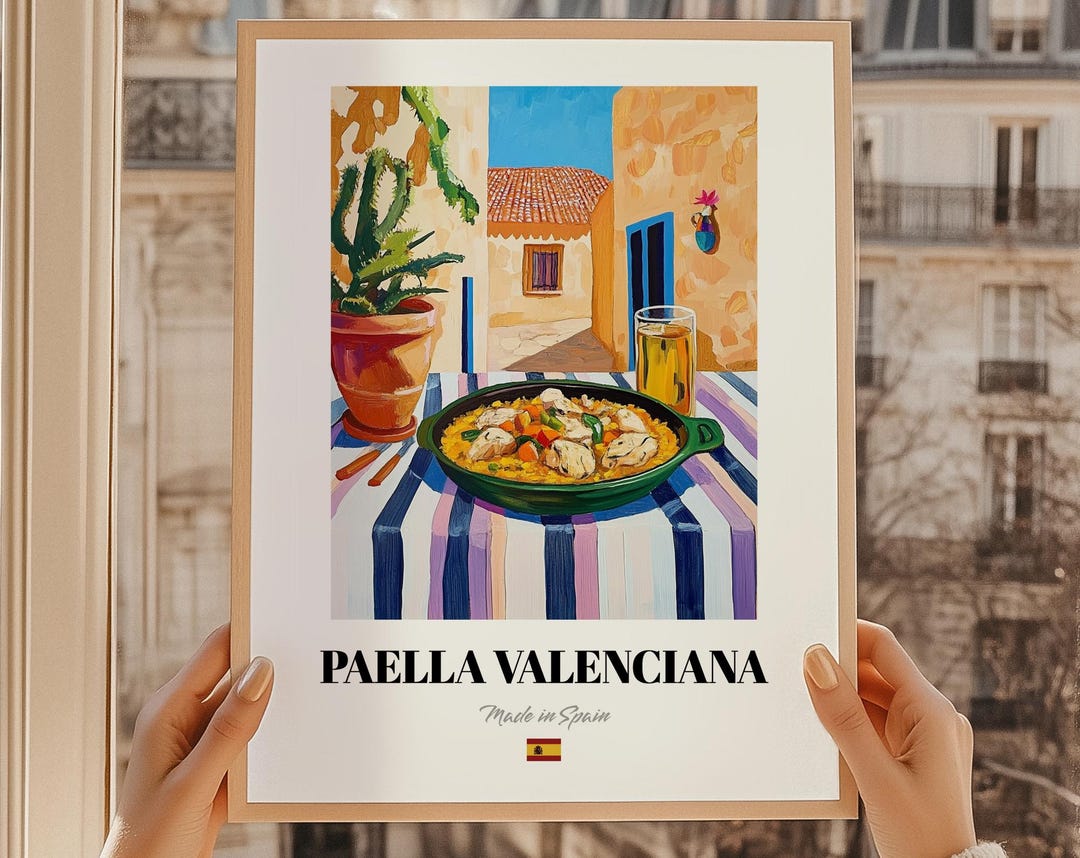 Paella Valenciana Art Print, Spanish Food Poster - Etsy