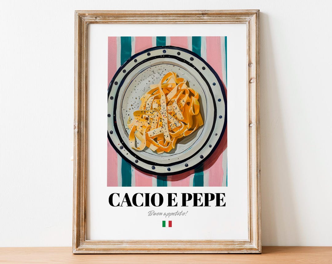 Vintage Cacio E Pepe Print Poster: Aesthetic Italian Cuisine Art for ...