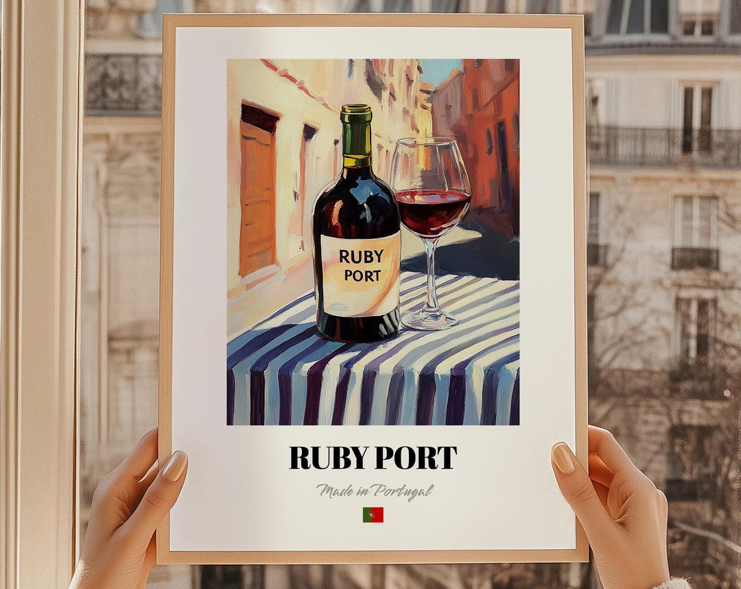 Ruby Port Wine Poster, Portugal Bar Decor, Dining Room Art - Etsy