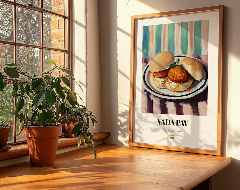 Vada Pav Art Print, Indian Food Poster, Indian Cafe Decor - Etsy