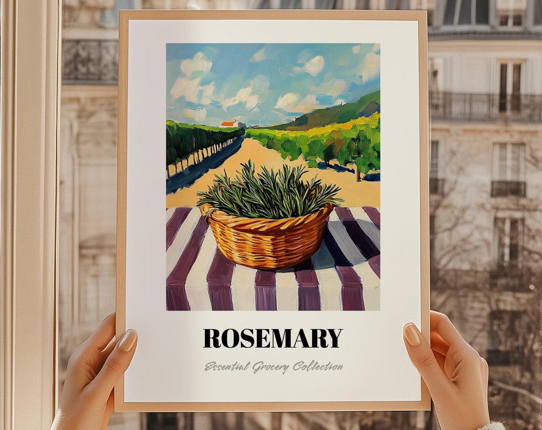 Rosemary Print Poster, Pantry Wall Art, Food Oil Painting, Kitchen Wall ...