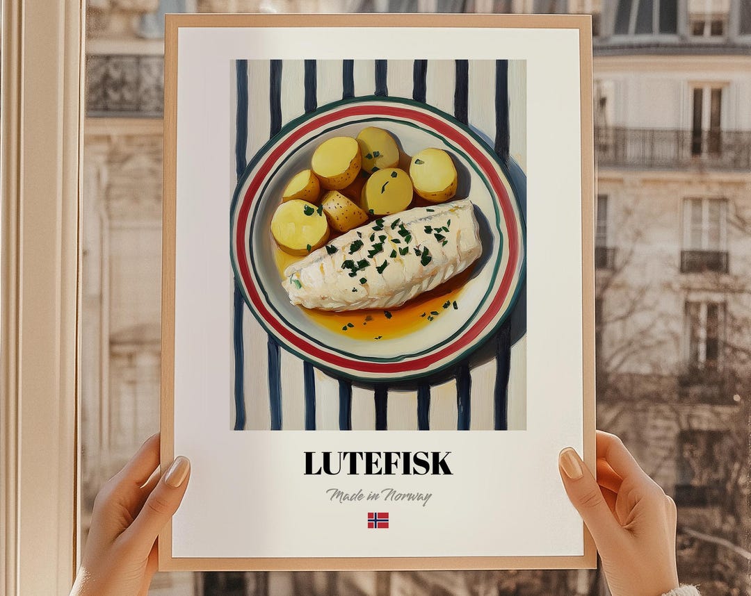 Lutefisk Art Print, Norwegian Food Poster, Norway Cuisine Decor - Etsy