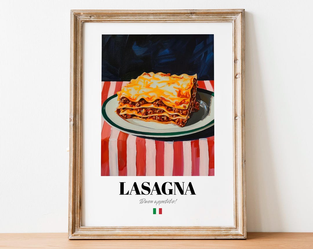 Lasagna Print Poster: Italian Cuisine Wall Decor for Food Lovers - Etsy