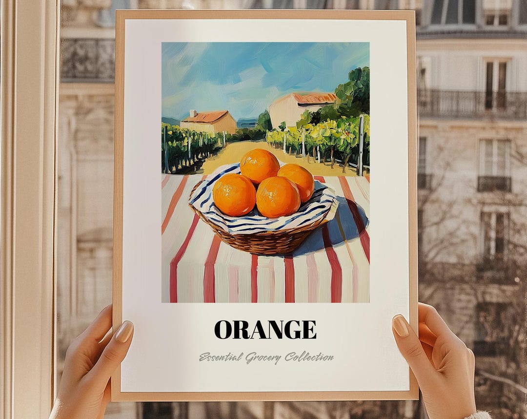 Orange Print Poster, Pantry Wall Art, Food Oil Painting, Kitchen Wall ...