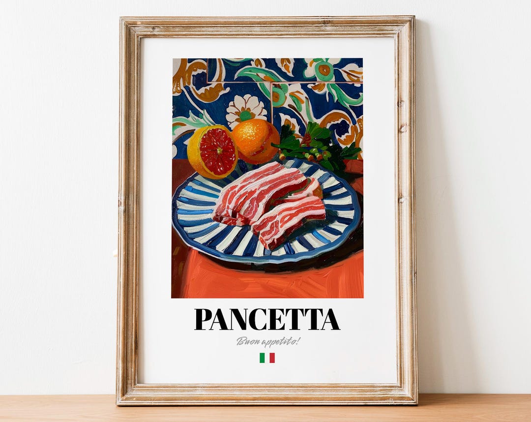 Italian Pancetta Poster: Cured Meat Art for Restaurant and Kitchen ...