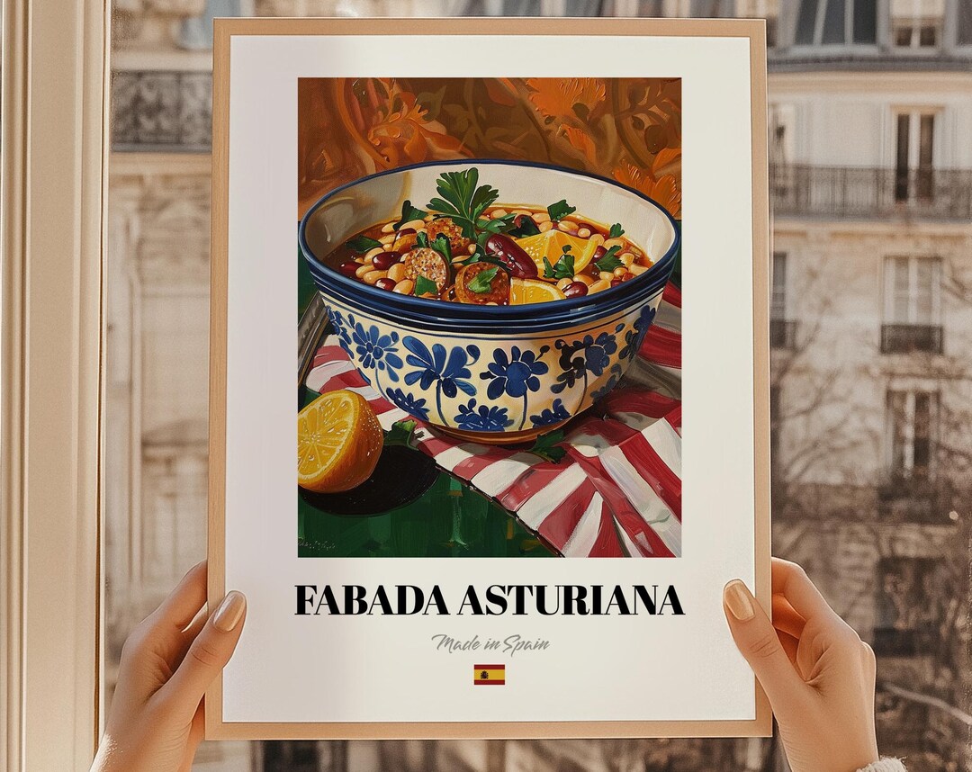Fabada Asturiana Print, Spanish Food Poster, Kitchen Wall Art - Etsy