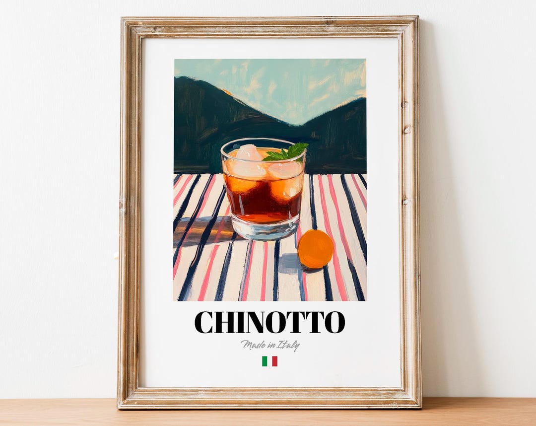 Vintage Chinotto Bottle Print Poster: Citrus Soda Art for Culinary ...