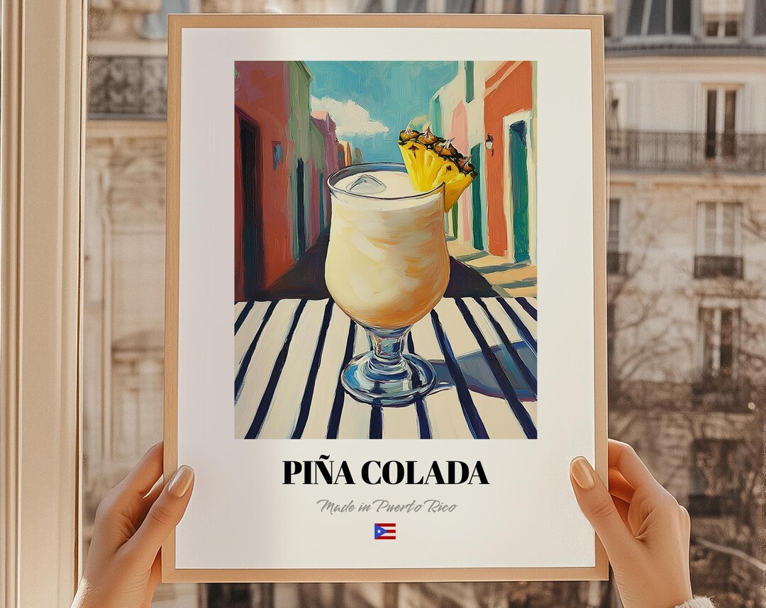 Piña Colada, Puerto Rican Spirit Print, Piña Colada Poster, Puerto Bar ...