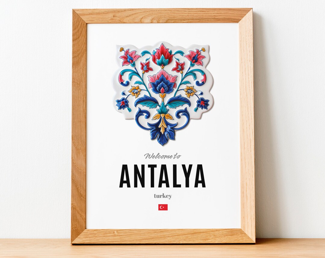 Antalya, Turkey Porcelain Heraldic Izmir Wall Art Print, Bedroom Wall ...