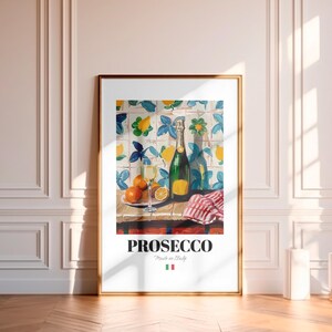 Vintage Prosecco Glass Print Poster: Italian Bubbles Art for Culinary ...