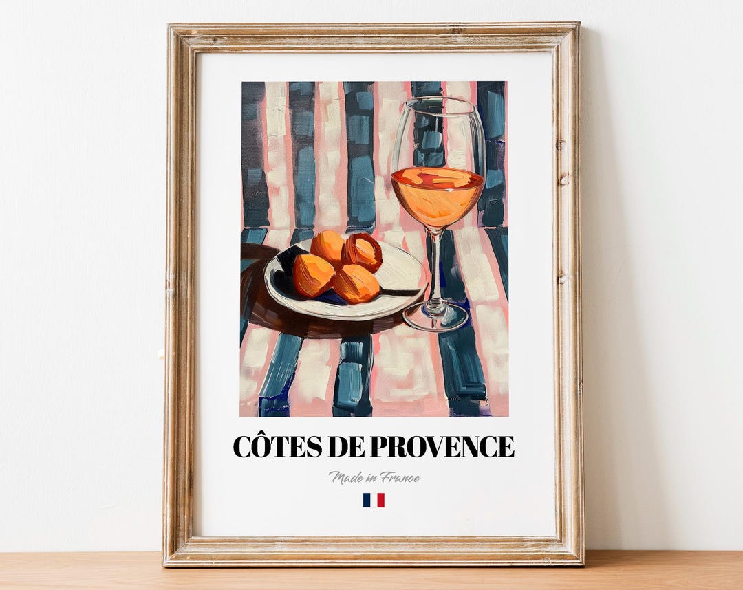 French Côtes De Provence Artwork: Vineyard Rosé Wine Wall Art for Bars ...