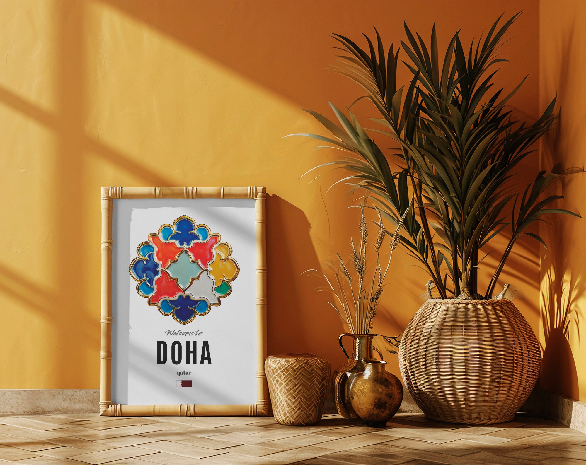 Doha, Qatar Porcelain Heraldic Persian and Damascus Wall Decor Print ...