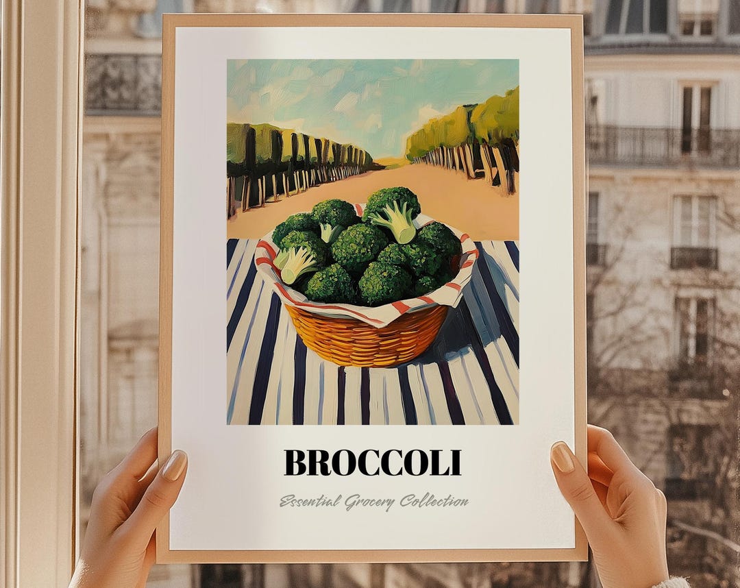 Broccoli Print Poster, Pantry Wall Art, Food Oil Painting, Kitchen Wall ...