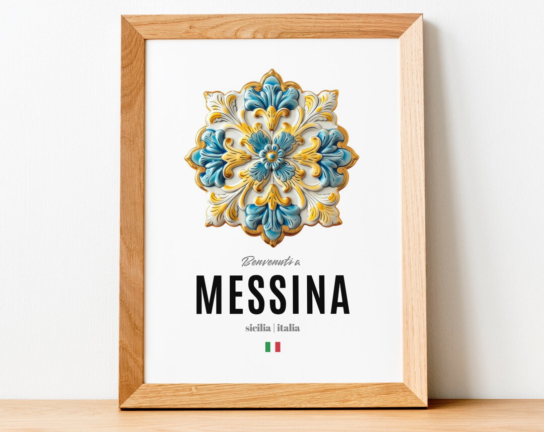 Messina, Sicilia, Italia Porcelain Heraldic Maiolica Wall Art Print ...