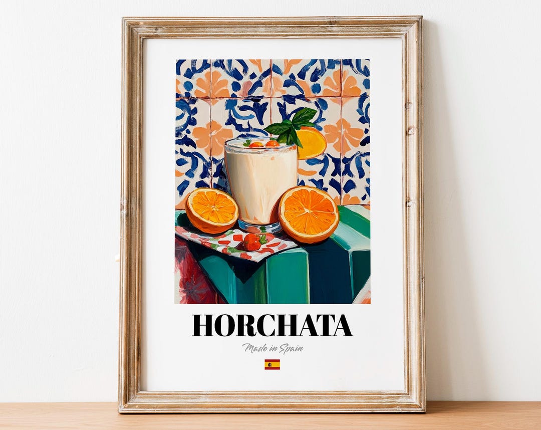 Spanish Horchata Art Print Poster: Traditional Drink Artwork for Cafés ...