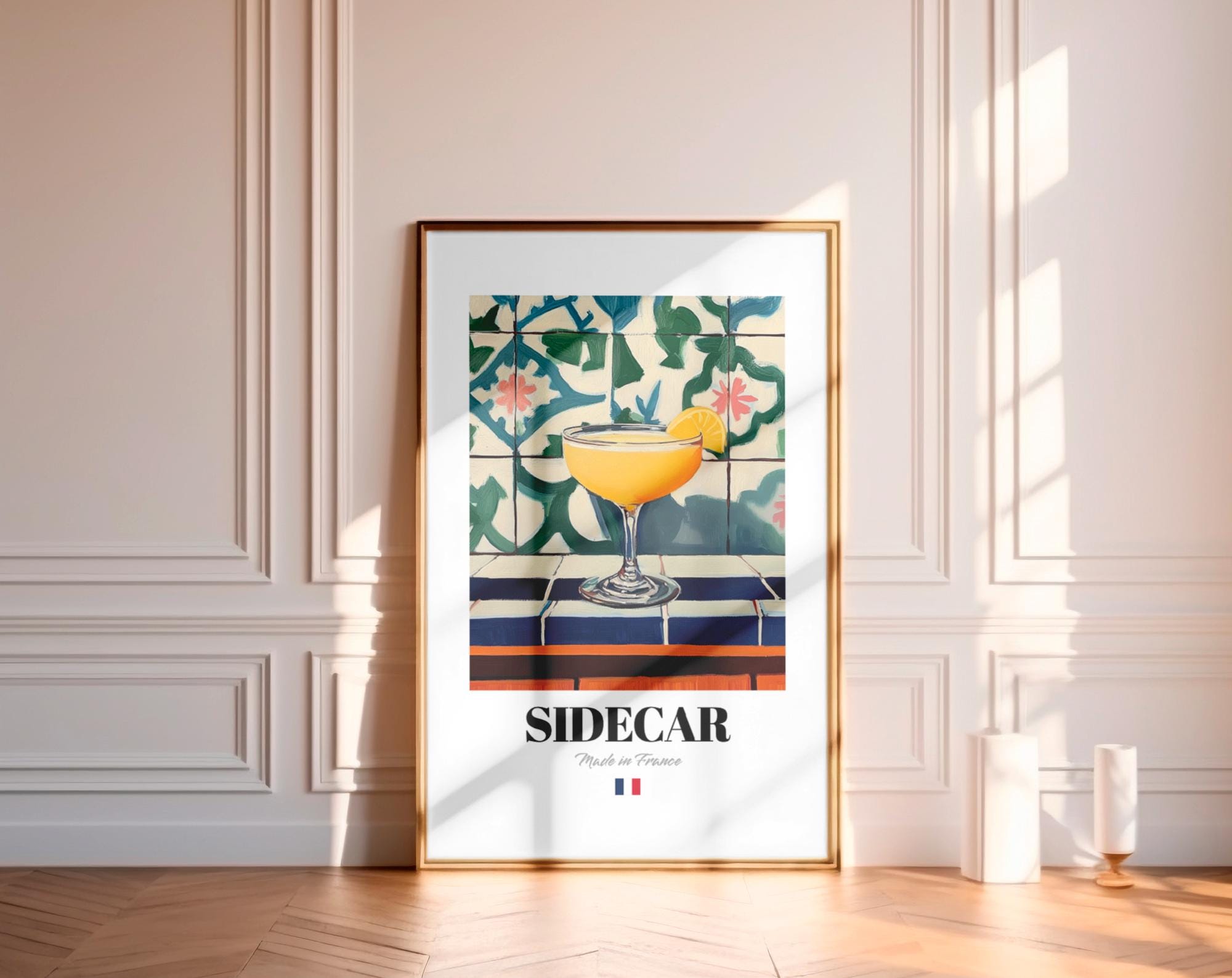 Retro Sidecar Glass Print Poster: Aesthetic Cocktail Art for Homes and ...