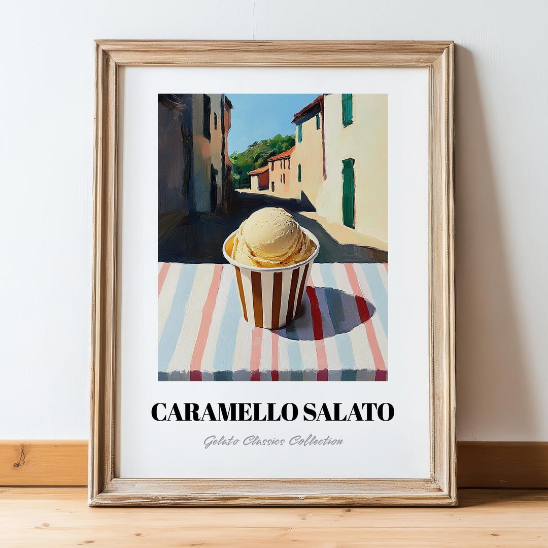 Caramello Salato, Italian Gelato Painting, Italian Food Art, Ice Cream ...