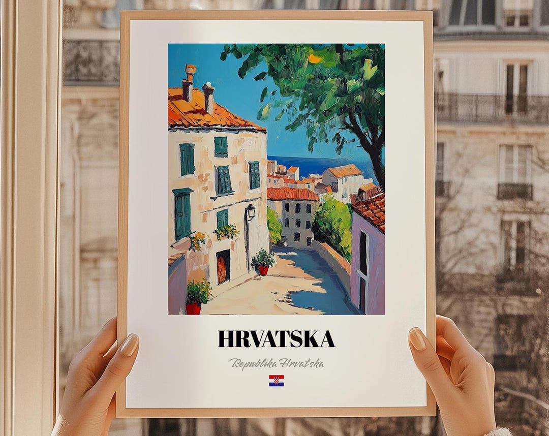 Croatian Coastal Town Art Print, Oil Painting Reproduction - Etsy