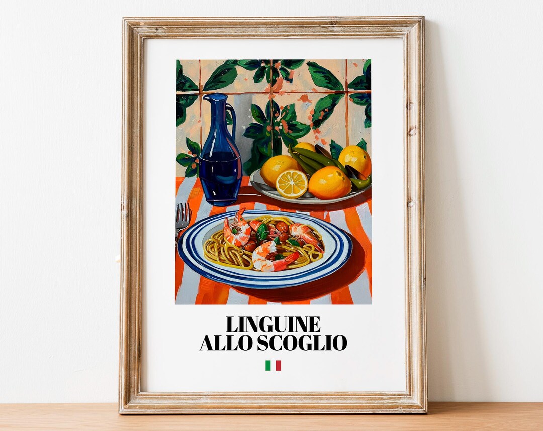 Linguine Allo Scoglio Wall Art: Seafood Pasta Decor for Coastal Flavor ...