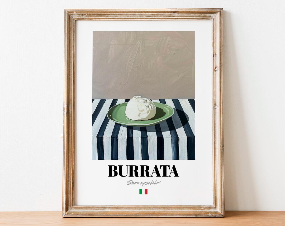 Italian Burrata Poster: Fresh Cheese Art for Café and Restaurant Spaces ...