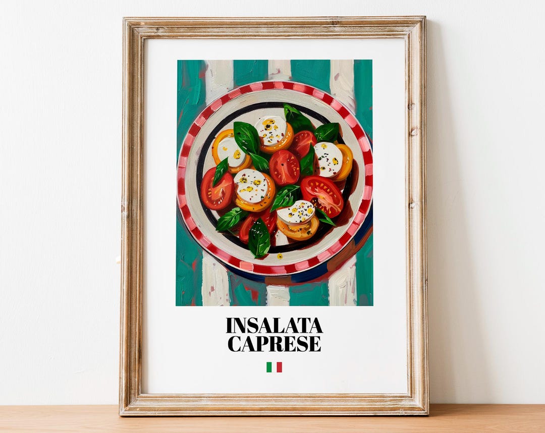 Caprese Salad Poster: Basil Leaves Decor for a Fresh and Tasty Ambience ...