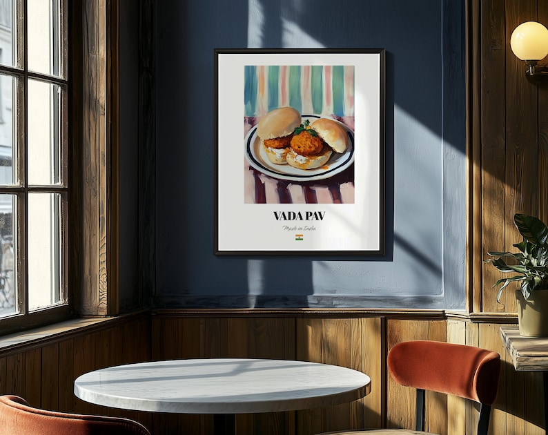 Vada Pav Art Print, Indian Food Poster, Indian Cafe Decor - Etsy