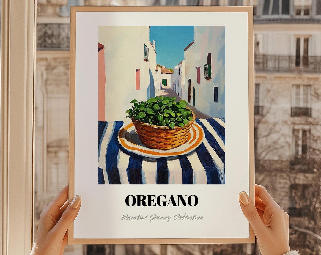 Oregano Print Poster, Pantry Wall Art, Food Oil Painting, Kitchen Wall ...
