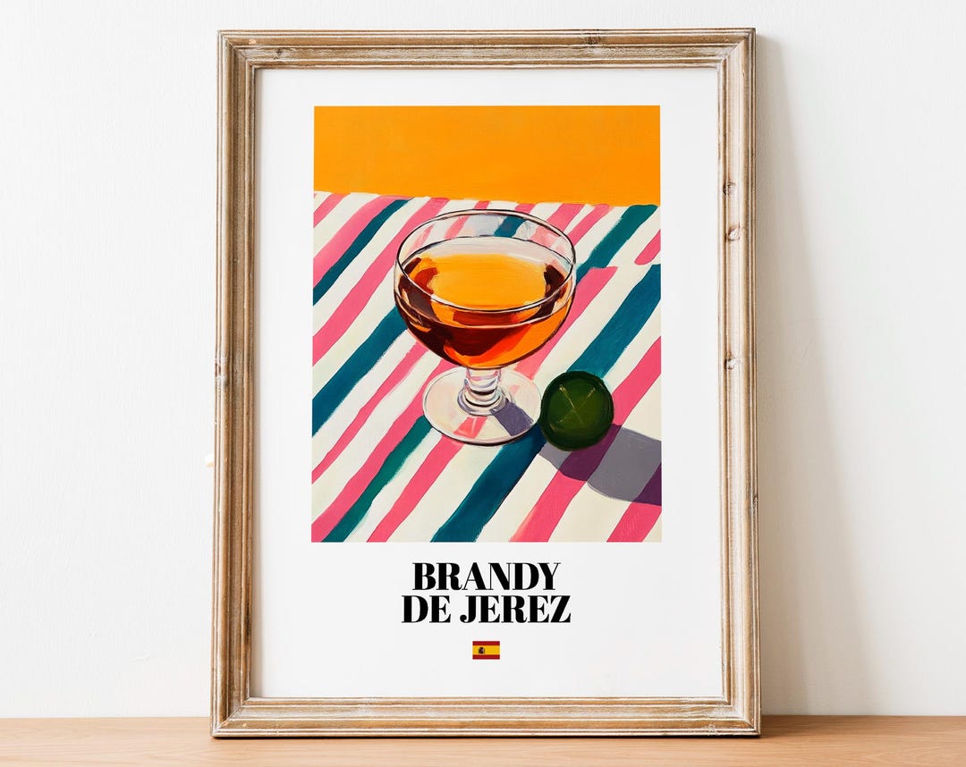Hand-drawn Brandy De Jerez Print Poster: Boho Retro Art for Whimsical ...