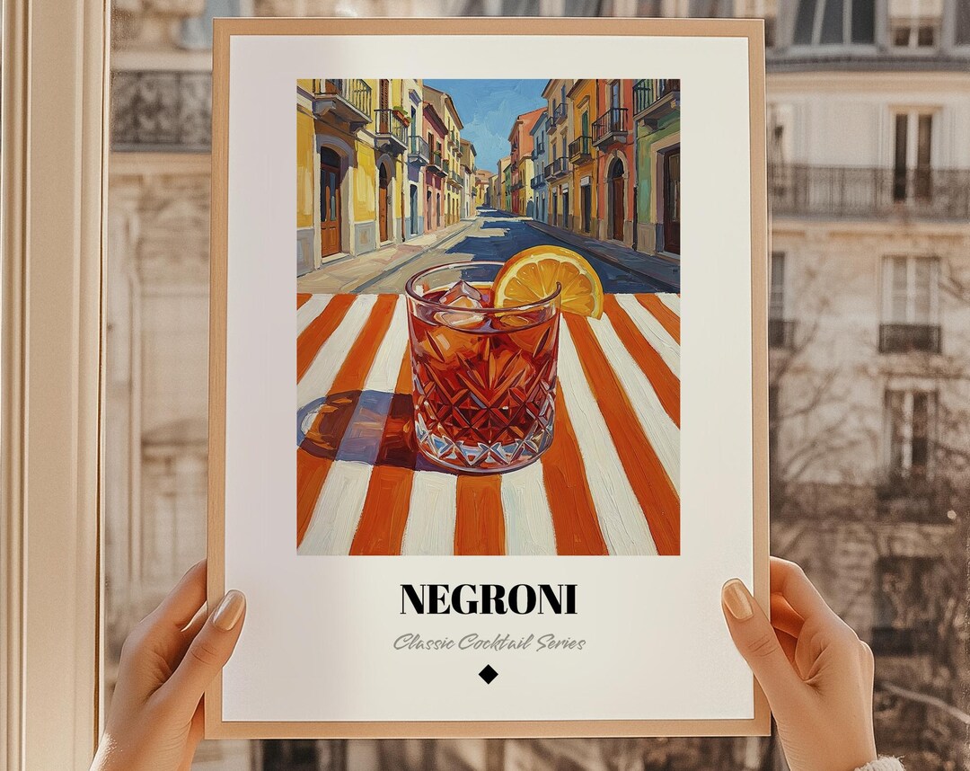 Negroni Cocktail Wall Art Print Poster, Bar Menu Sign, Oil Style Art - Etsy