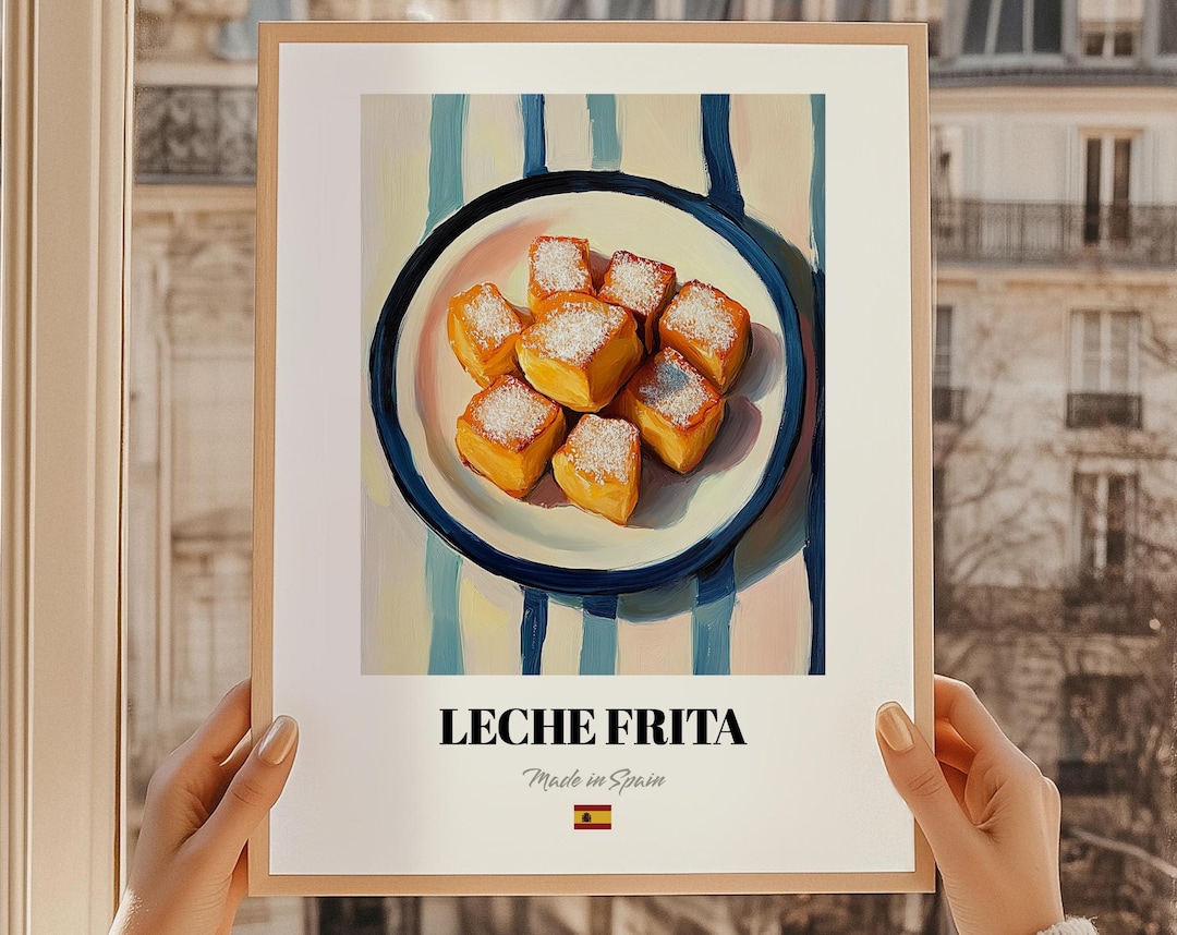 Leche Frita Poster, Spanish Dessert Oil Painting, Kitchen Wall Art - Etsy