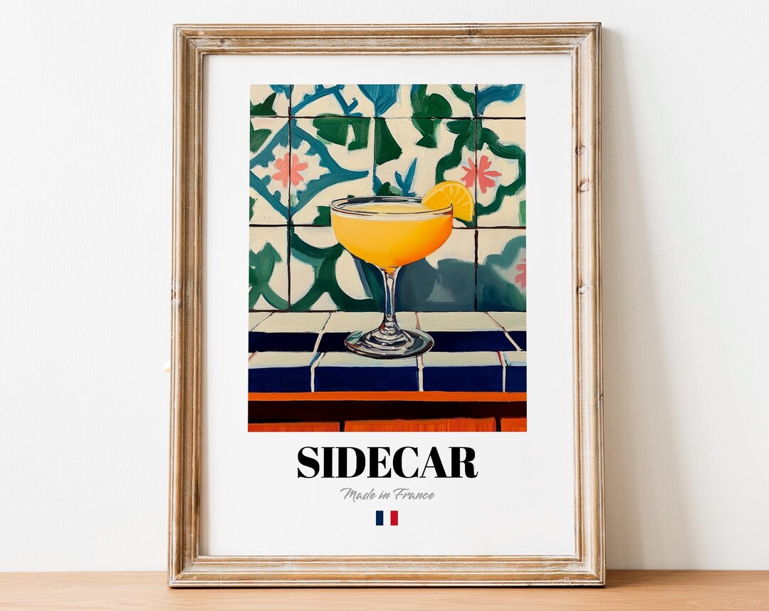 Retro Sidecar Glass Print Poster: Aesthetic Cocktail Art for Homes and ...